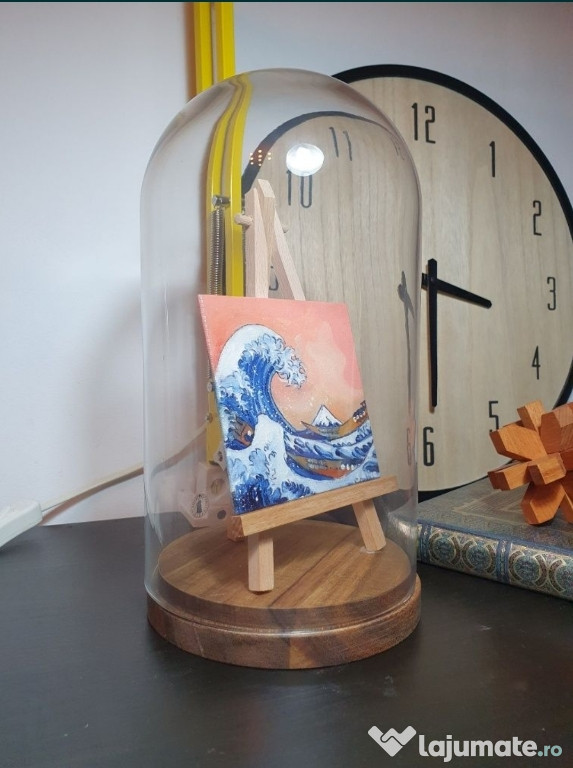 Clopot de sticla cu baza din lemn