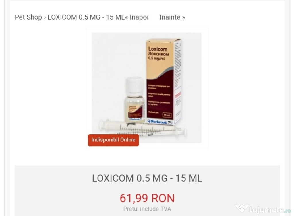 Loxicom 1.5mg x 10ml Rozatoare, Caini - Antiinflamator