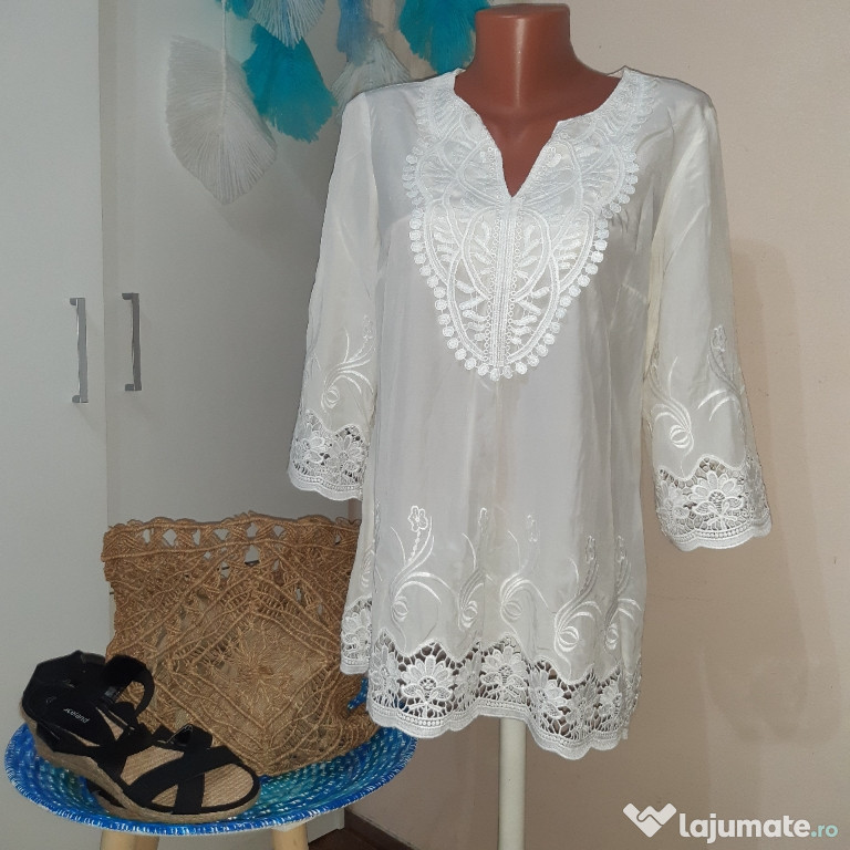 Camasa dama matase naturala brodata