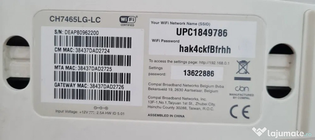 Router Wireless Upc Connect Box