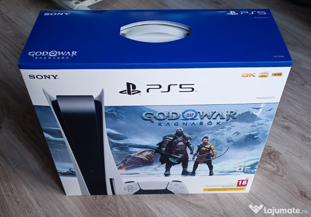 Consola PlayStation 5 cu disc si PS5 GoW Ragnarok (SIGILAT)