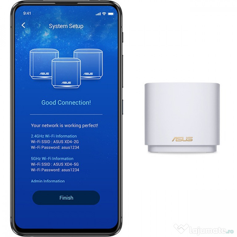 Sistem Mesh ASUS ZenWiFi AX Mini XD4(W-2-PK) Wi-Fi 6 AiMesh