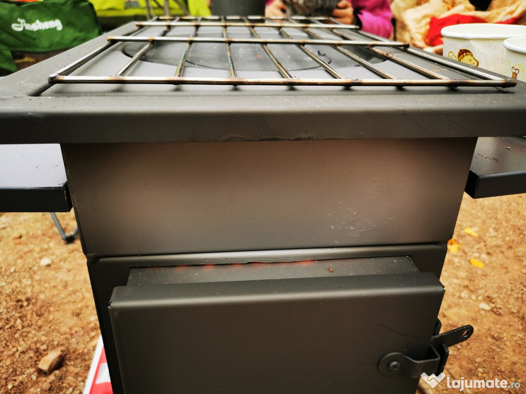 Soba multifunctionala portabila,grill,din fonta ptr camping