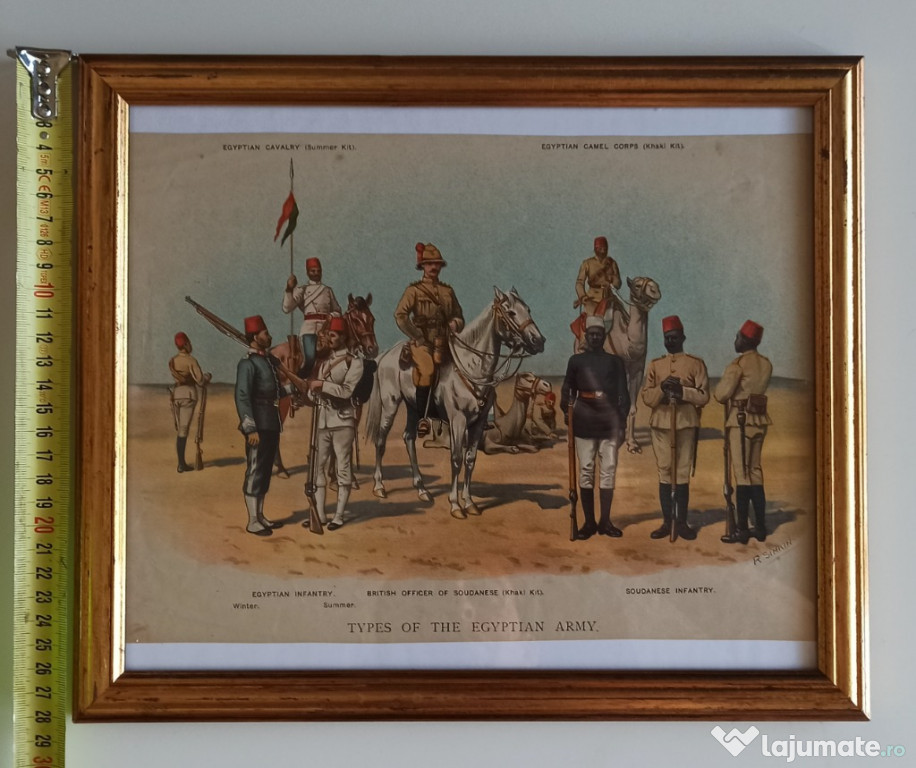 Litografie R. Simkin "Types of the Egyptian army"
