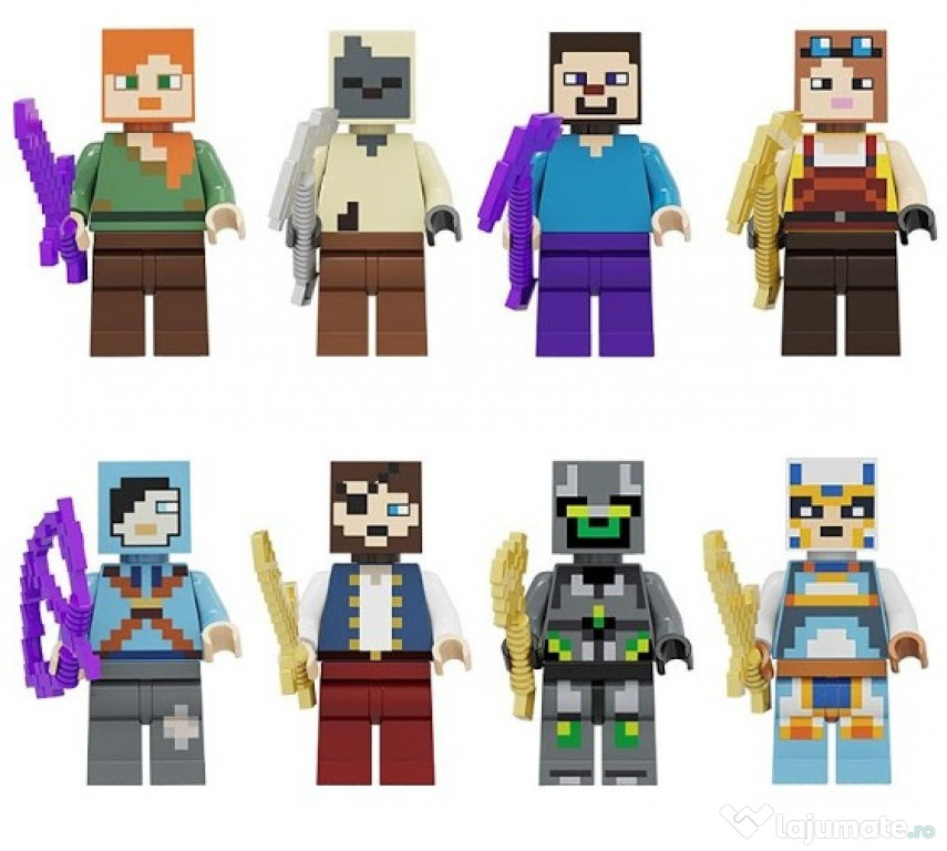 Set 8 Minifigurine tip Lego Minecraft Players cu Alex, Husk